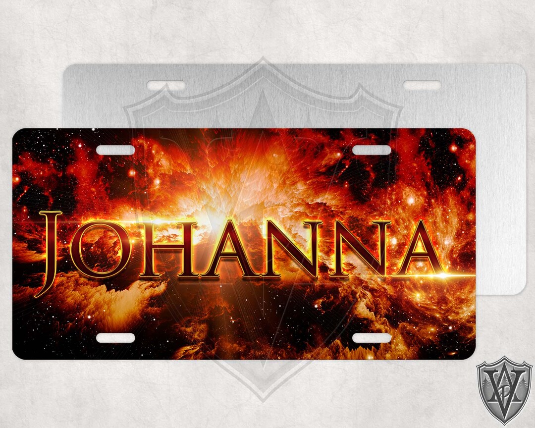 Custom License Plate - Fire- Flames - Custom Car Tag - Flaming Space - Etsy