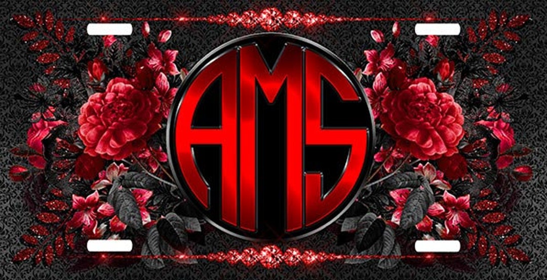 Monogram - Custom License Plate - Personalized License Plate - Red and ...