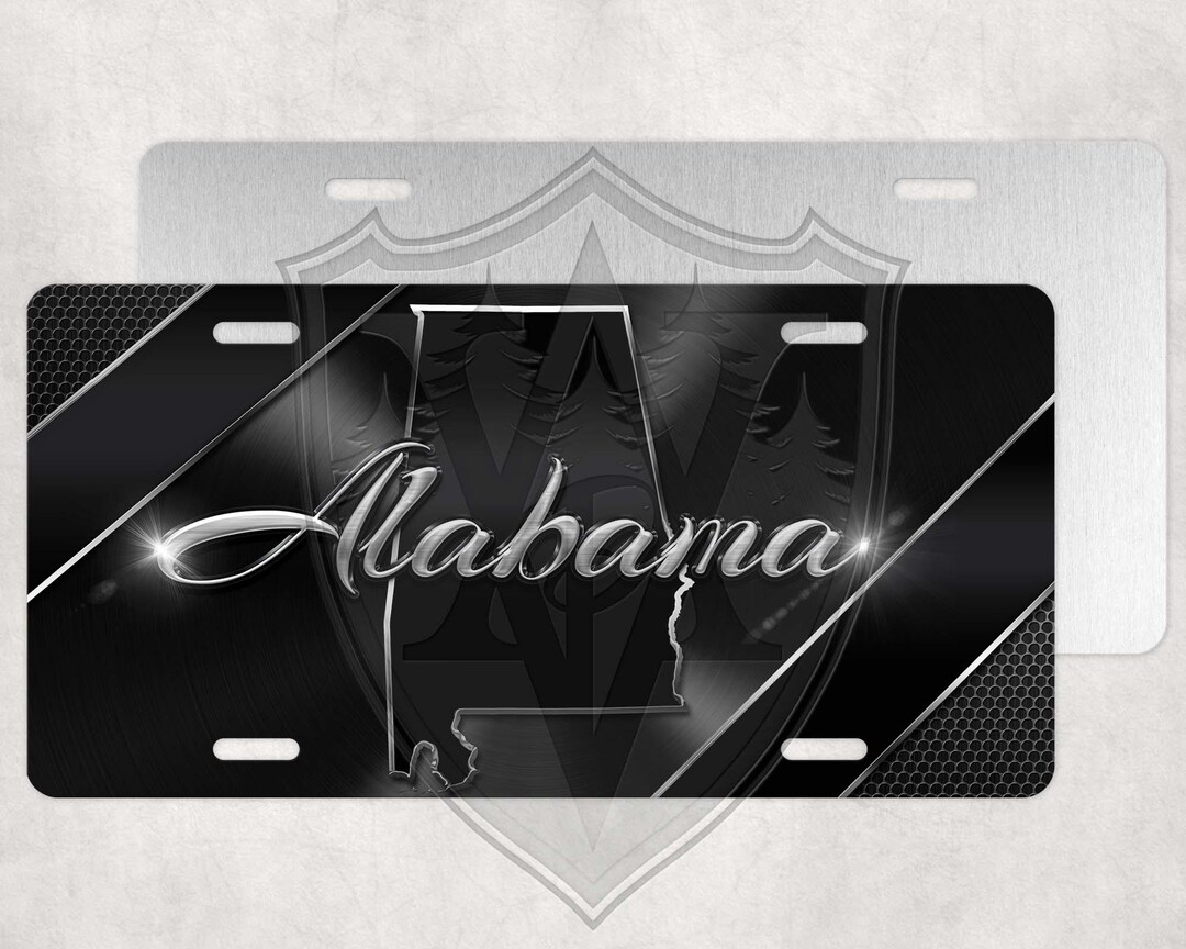 Alabama - Custom License Plate - Black Chrome - Etsy