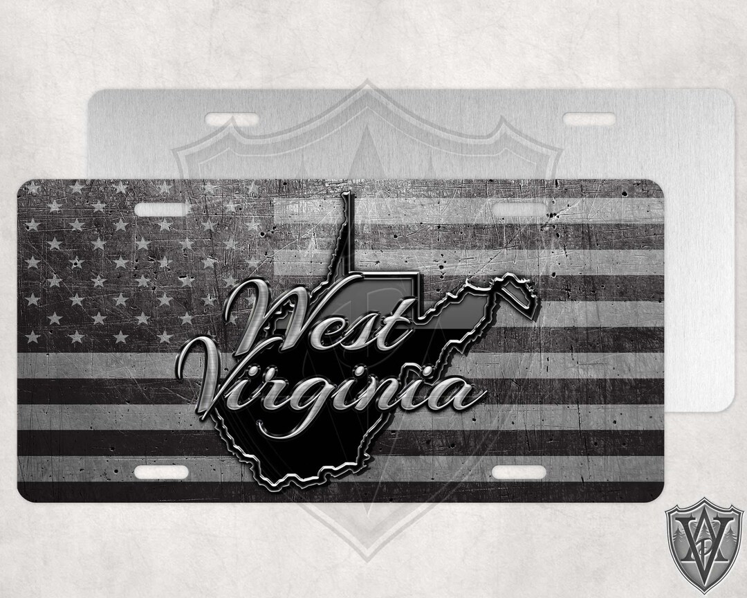 WV - West Virginia - Personalized License Plate - Thin Line - Etsy