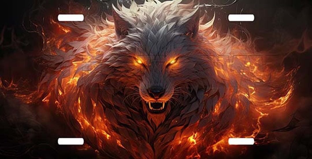 Flaming Wolf - Custom License Plate - Custom Car Tag - Personalized ...