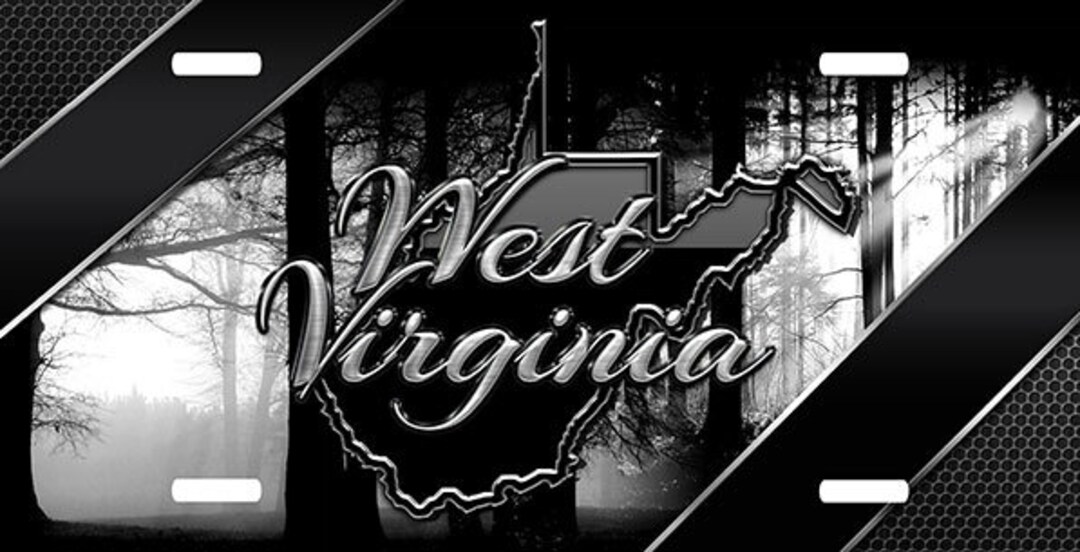 WV - West Virginia - Custom License Plate - Black Chrome Dark Forest - Etsy