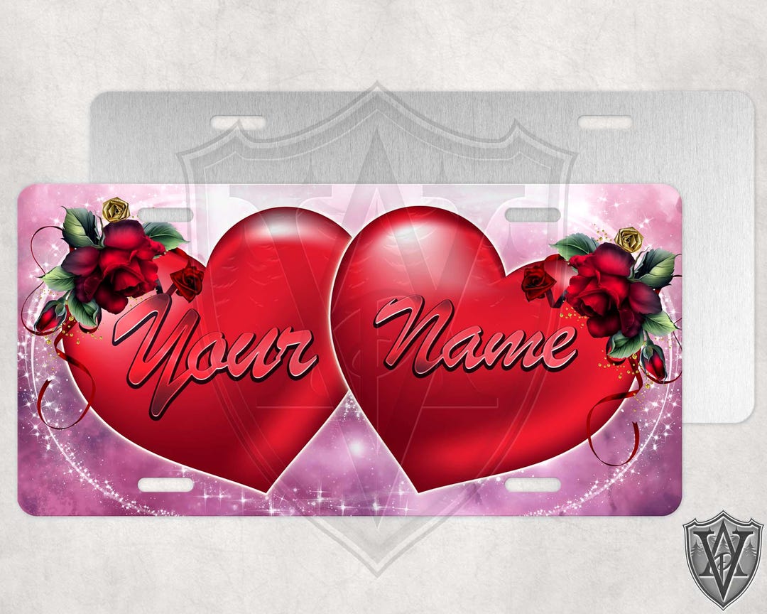 2 Hearts - Custom License Plate - Custom Car Tag - Personalized License ...
