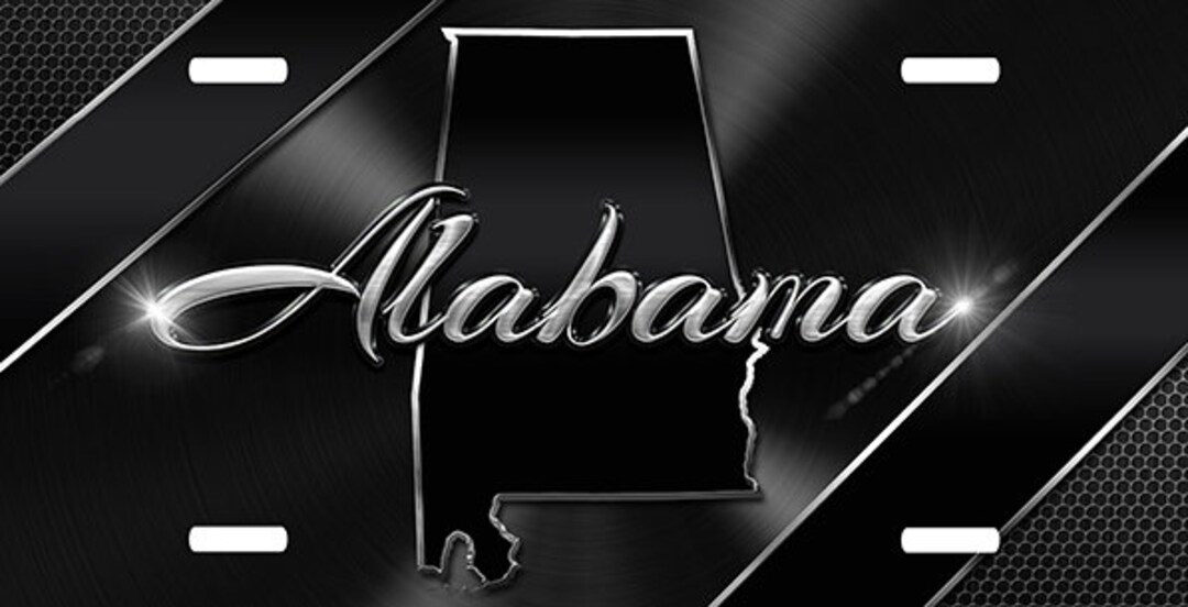 Alabama Custom License Plate Black Chrome - Etsy