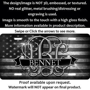 American Flag - Custom License Plate - Monogram Banner - Etsy
