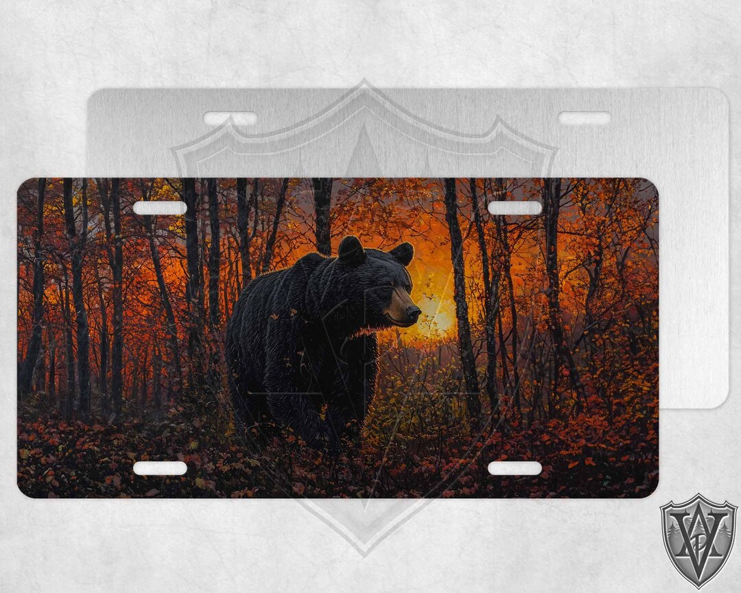 Black Bear - Custom License Plate - Custom Car Tag - Black Bear Sunset ...