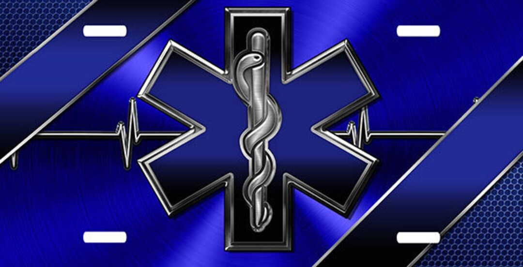 EMT - Custom License Plate - EMS - Star of Life - Blue - Etsy