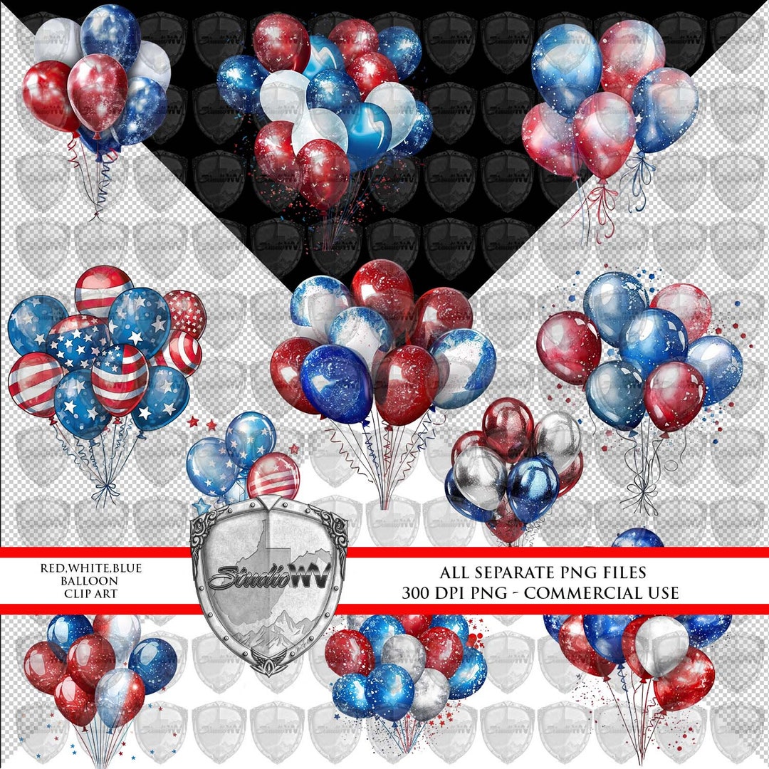 Patriotic Balloons Clip Art PNG Commercial Use - Etsy