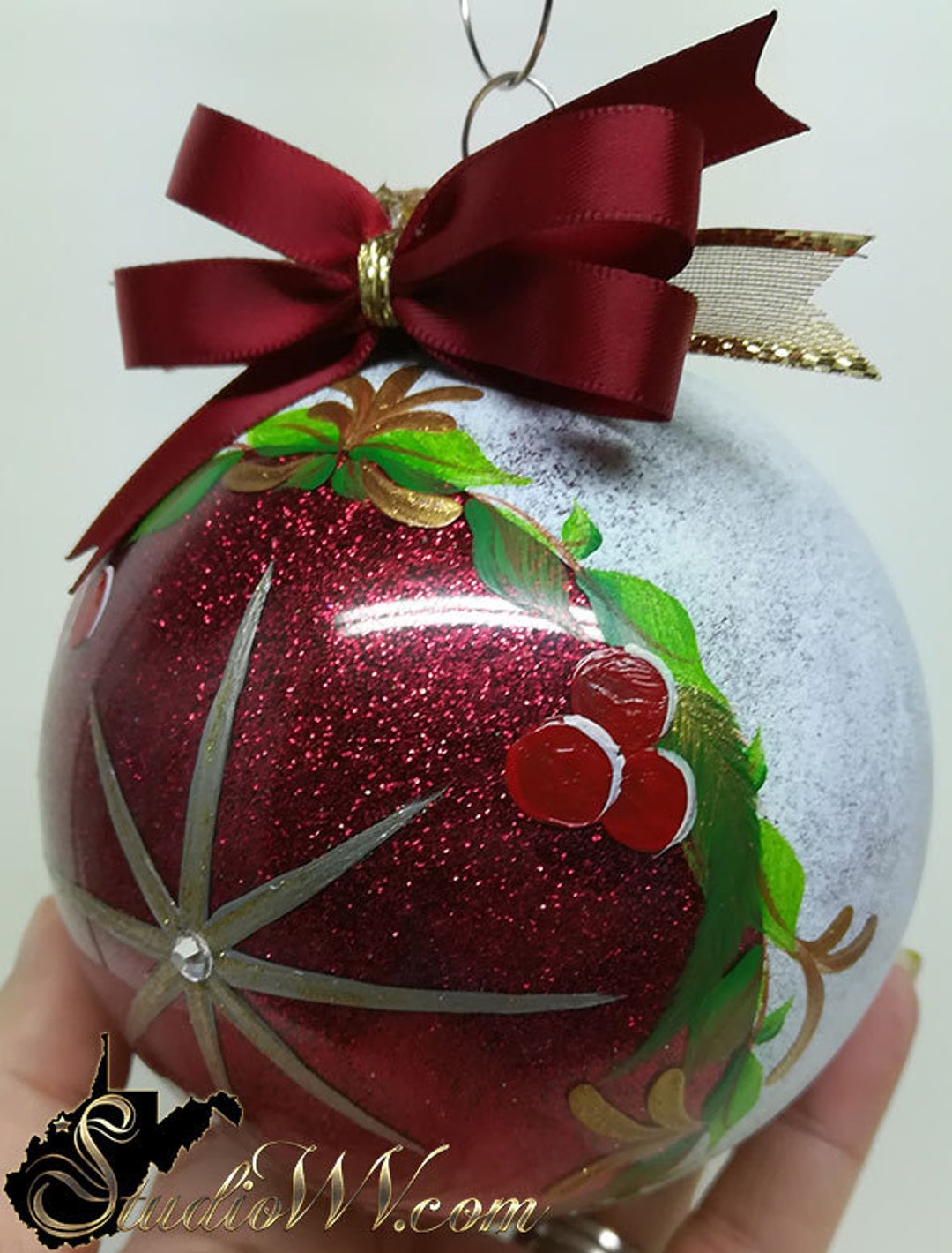 Hand Painted Ornaments Frosted Ruby North Star - Etsy