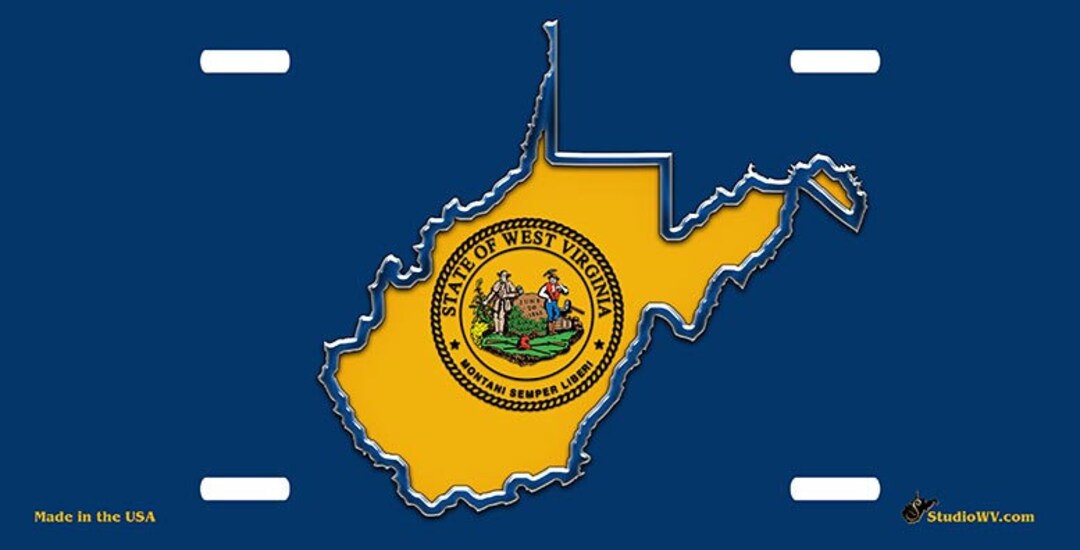 WV West Virginia Custom License Plate Custom Car Tag Gold Blue - Etsy