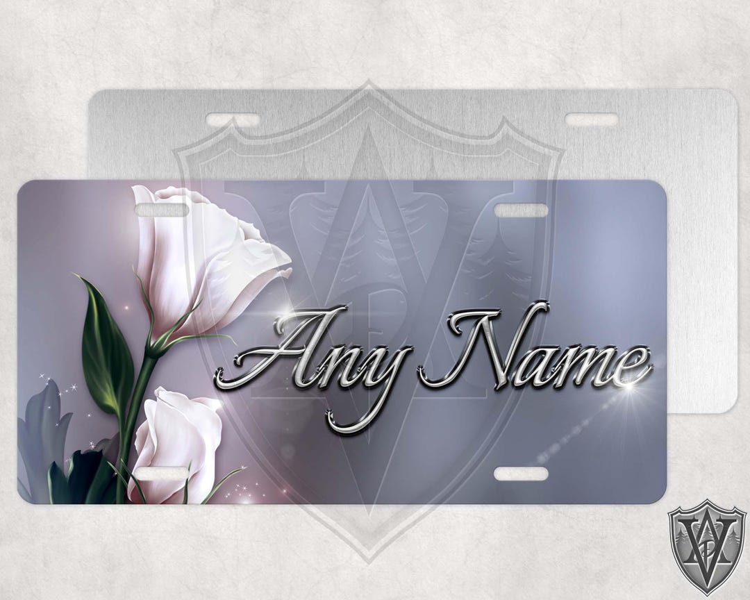 Custom License Plate - Personalized License Plate - White Flowers - Etsy