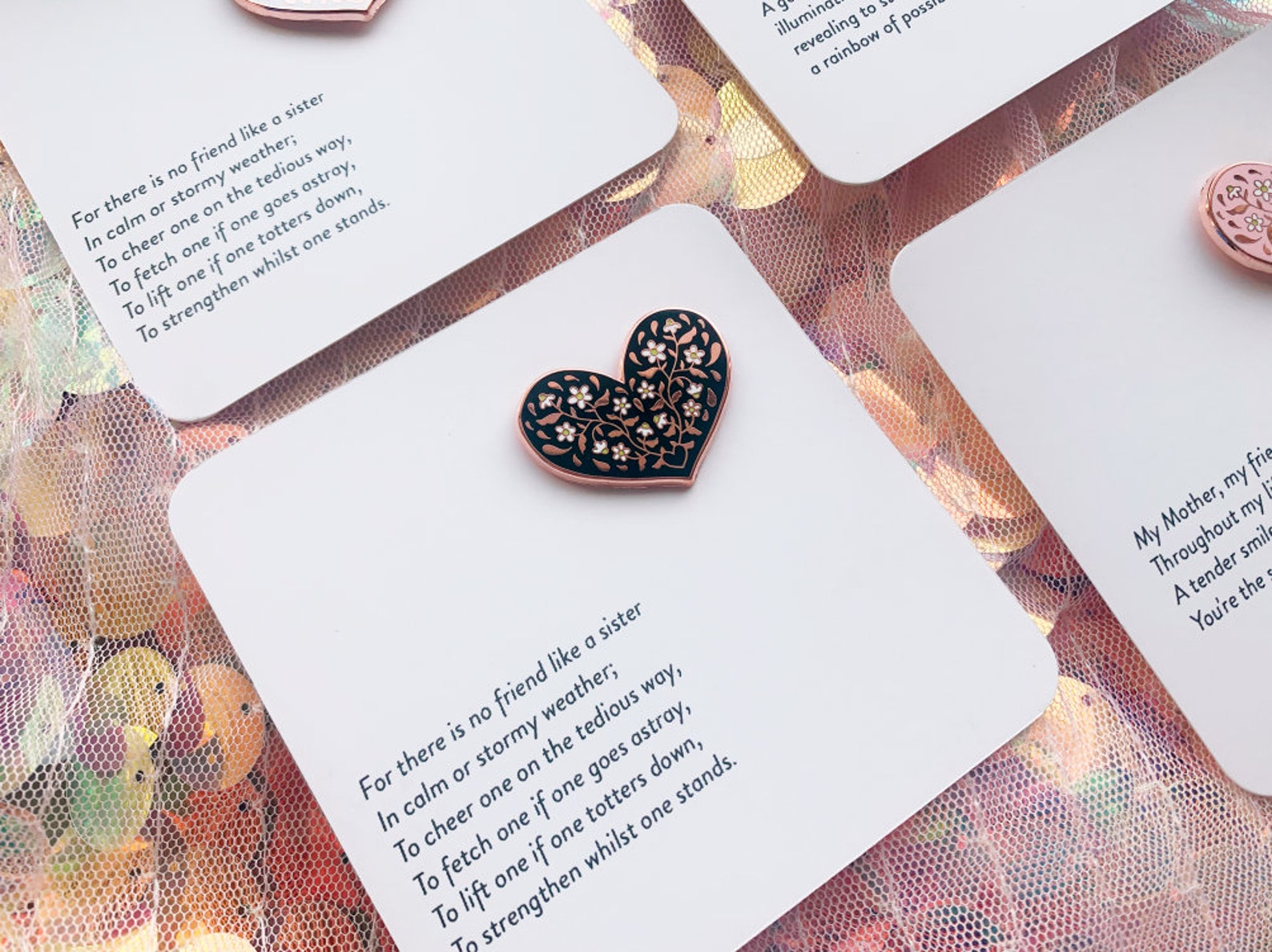 Your Own Custom Message Blossom Heart Enamel Pin, Friendship Pin ...