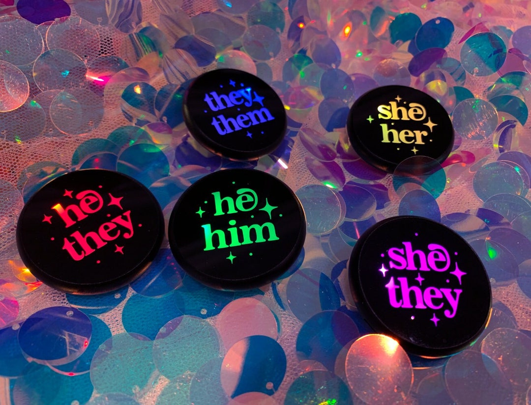 PRE-ORDER: LED Light up Pronoun Pin, Rechargeable Battery, Cable ...