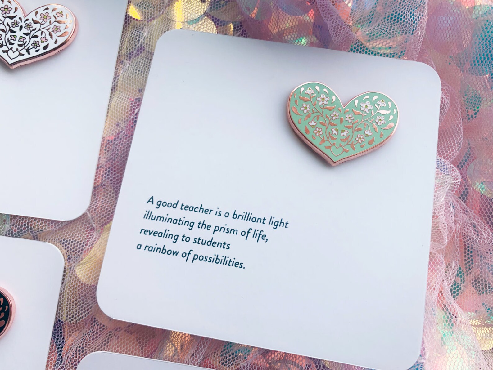 Your Own Custom Message Blossom Heart Enamel Pin, Friendship Pin ...