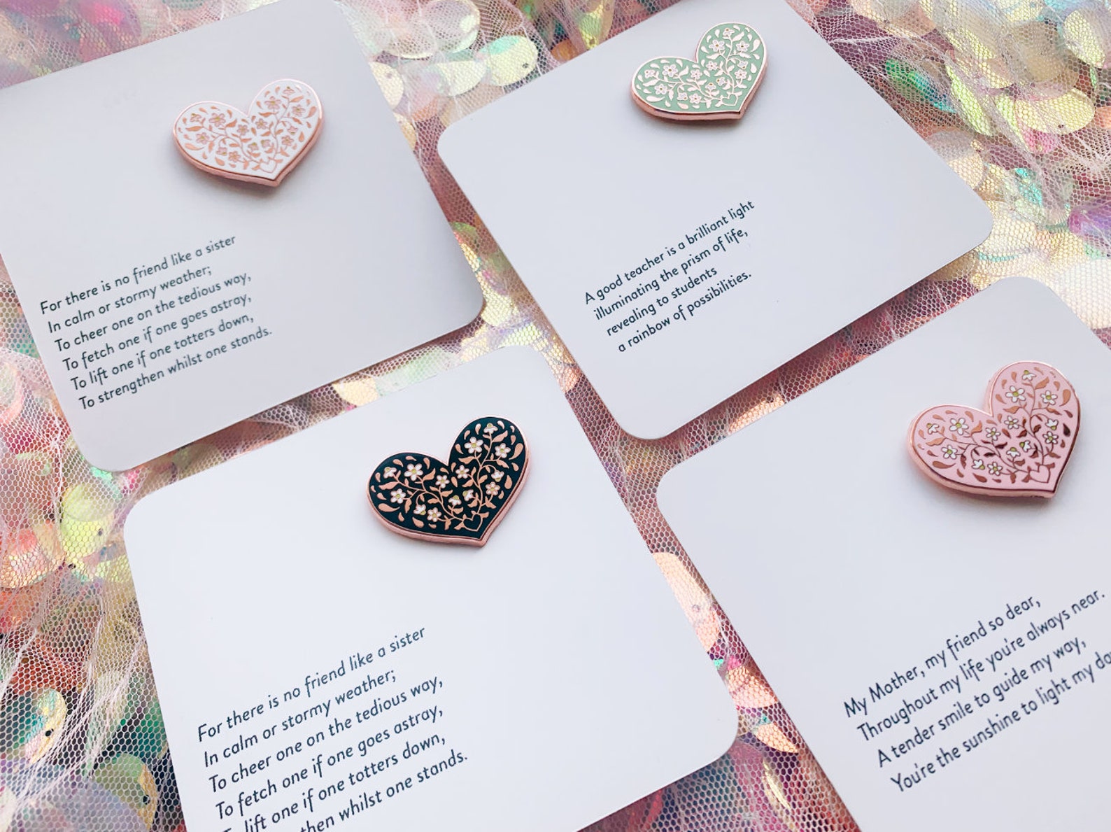 Your Own Custom Message Blossom Heart Enamel Pin, Friendship Pin ...