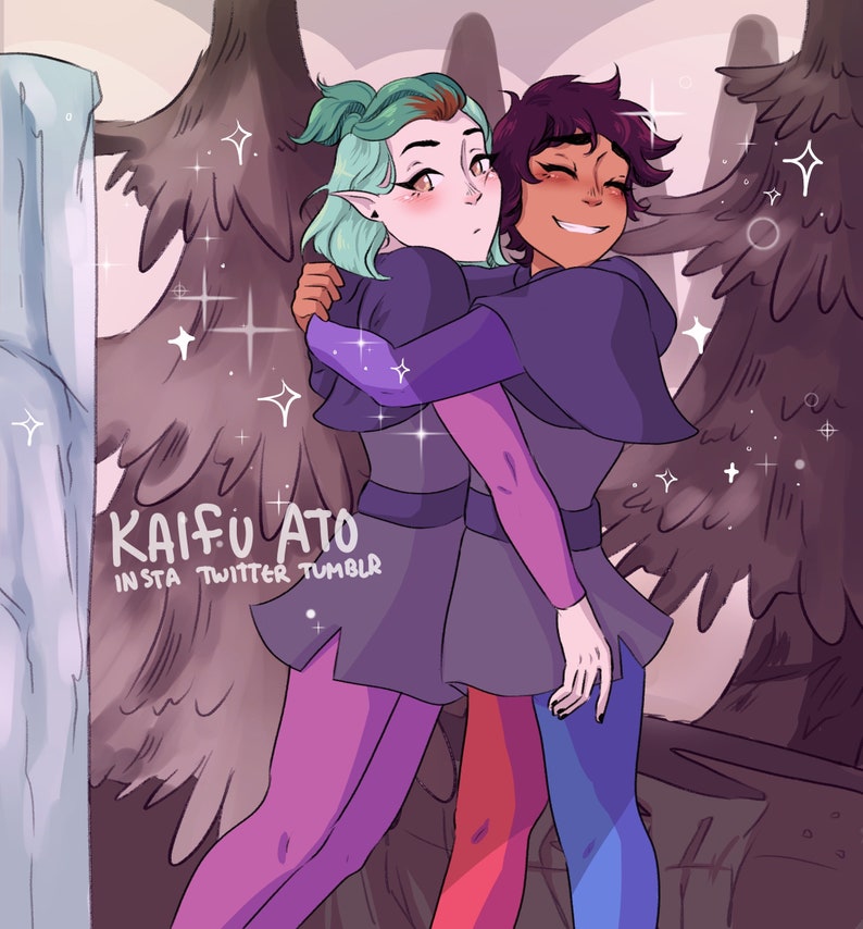 Lumity Hugging Print the Owl House Luz and Amity | Etsy