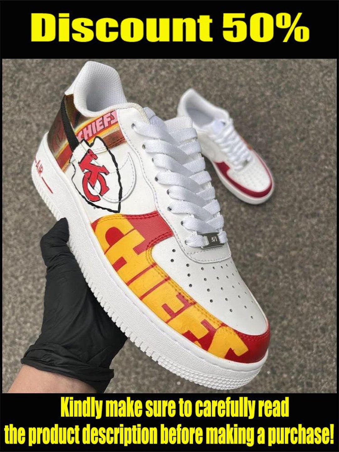 Custom Kansas City Chiefs Air Force 1, Chiefs Football Shoes, AF1 ...