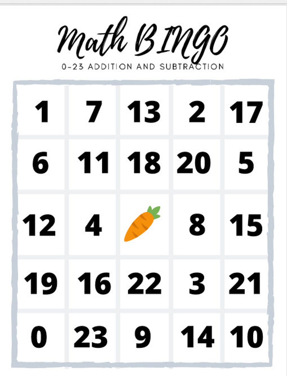 Math BINGO - Etsy