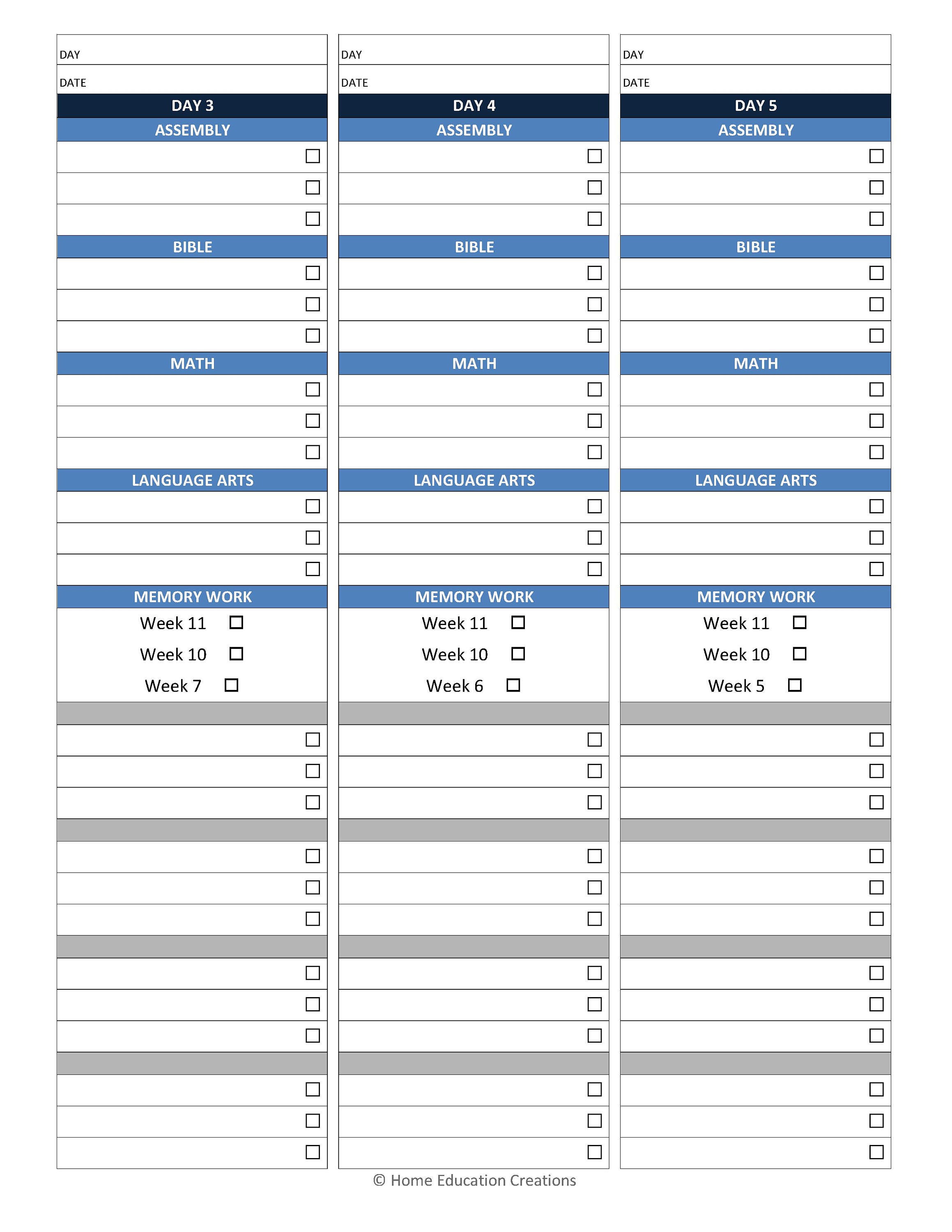 Classical Home Education Planner for CC With Memory Work Review ...