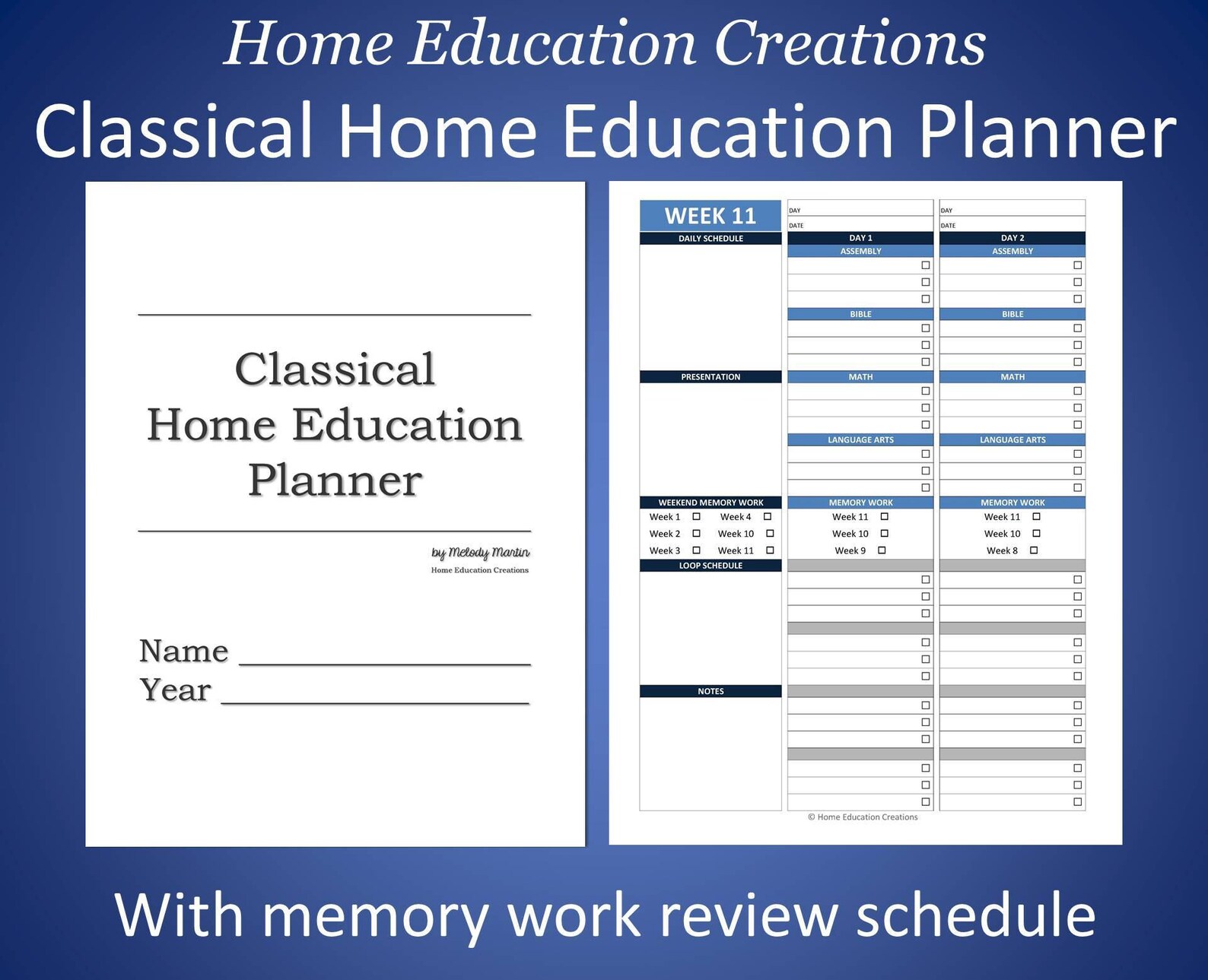Classical Home Education Planner for CC Foundations - With Memory Work ...