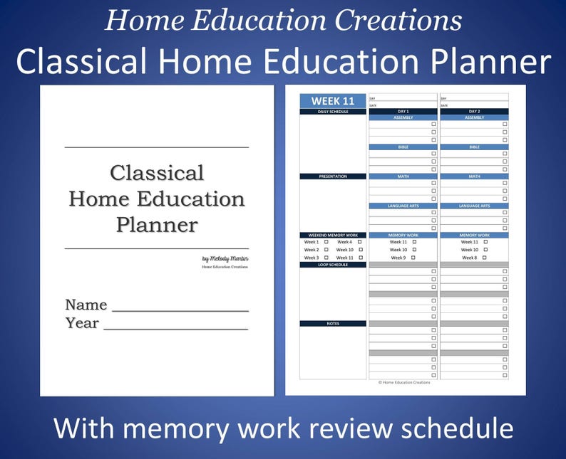 Classical Home Education Planner (for CC) - With Memory Work Review ...
