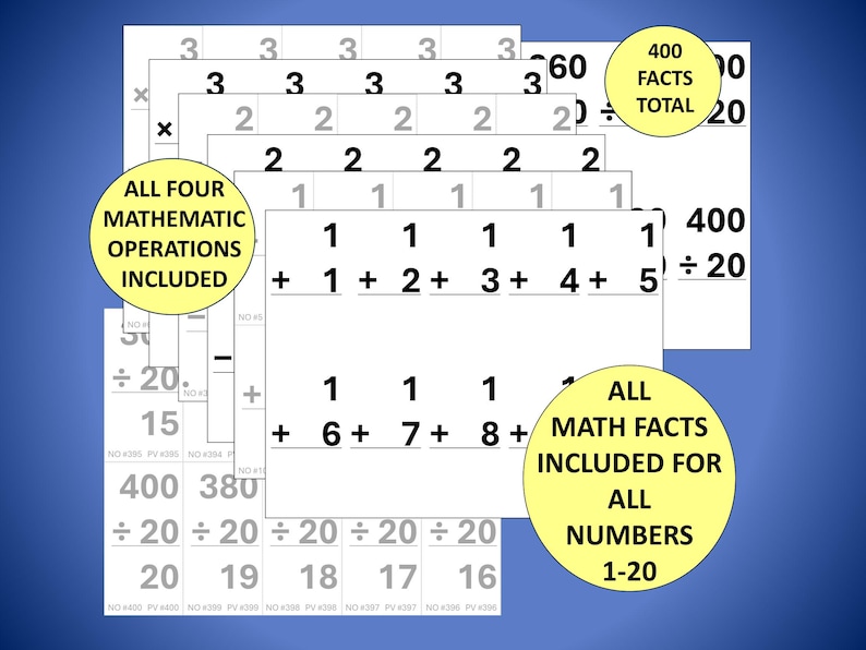 Printable Math Flashcards All Operations Addition Flashcards ...