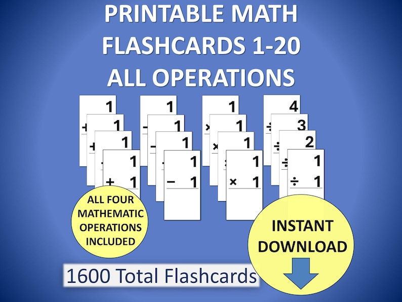 Printable Math Flashcards All Operations Addition Flashcards ...