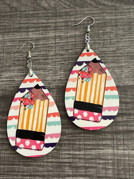 Cutest by Far School Pencil Teardrop Earrings - Etsy