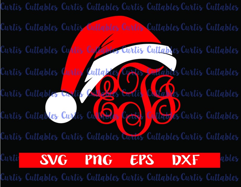 Santa Hat Monogram | Monogram Frame | Cricut File | Cameo File | Santa ...