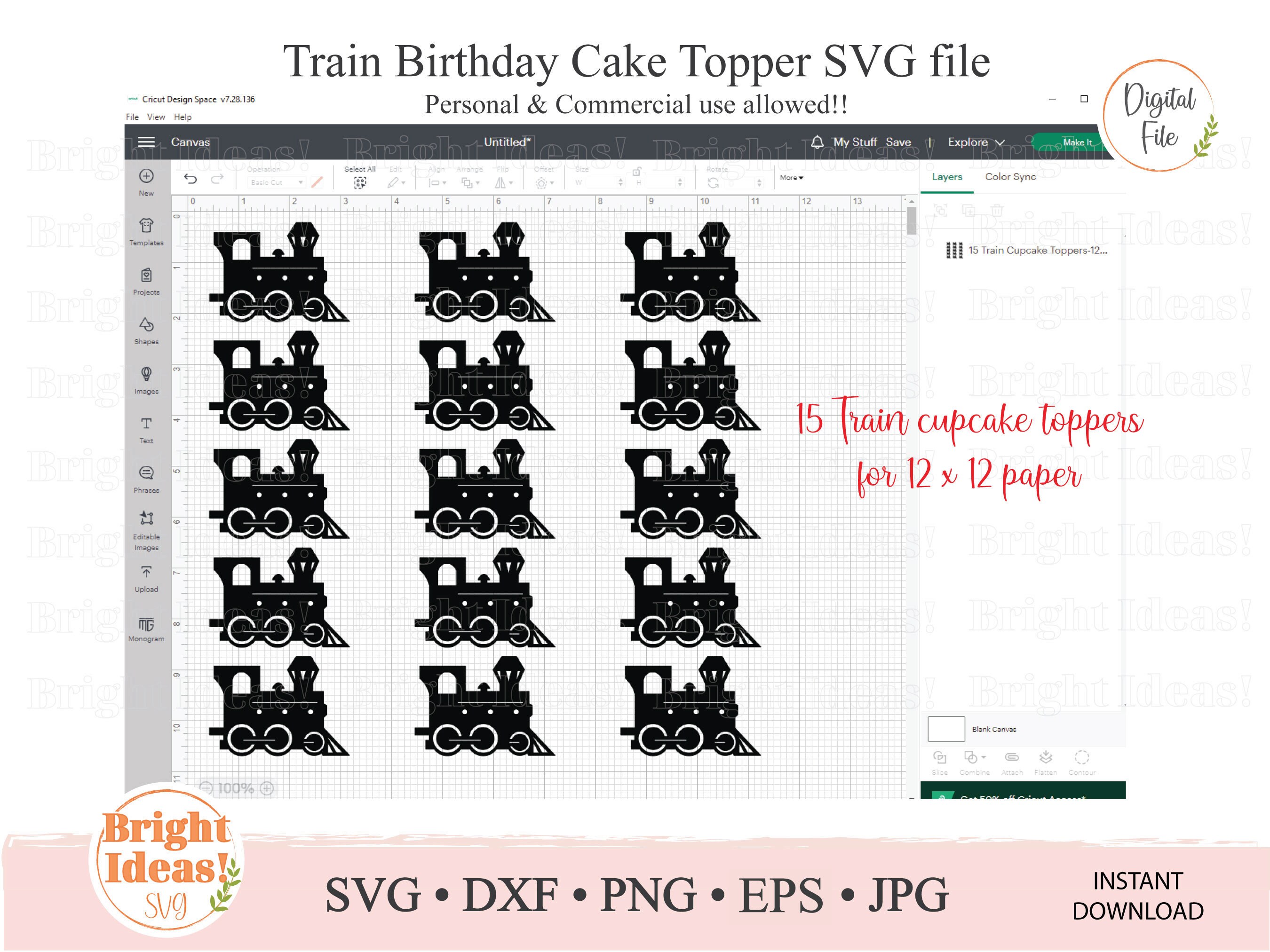 Train Cup Cake Topper SVG Birthday Train Cup Cake Topper SVG File ...