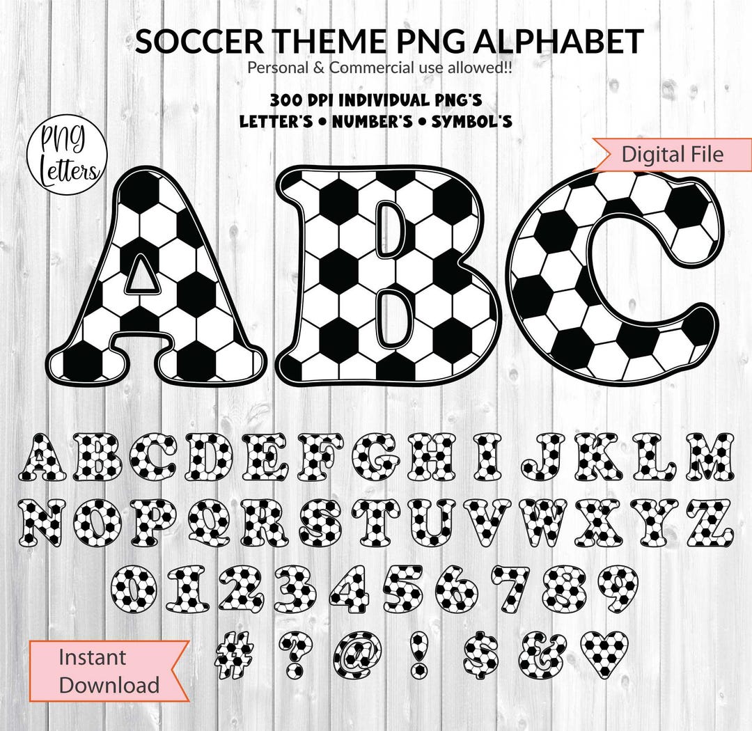 Soccer Alphabet Letters Number & Symbols PNG, Sports Alphabet Letters ...