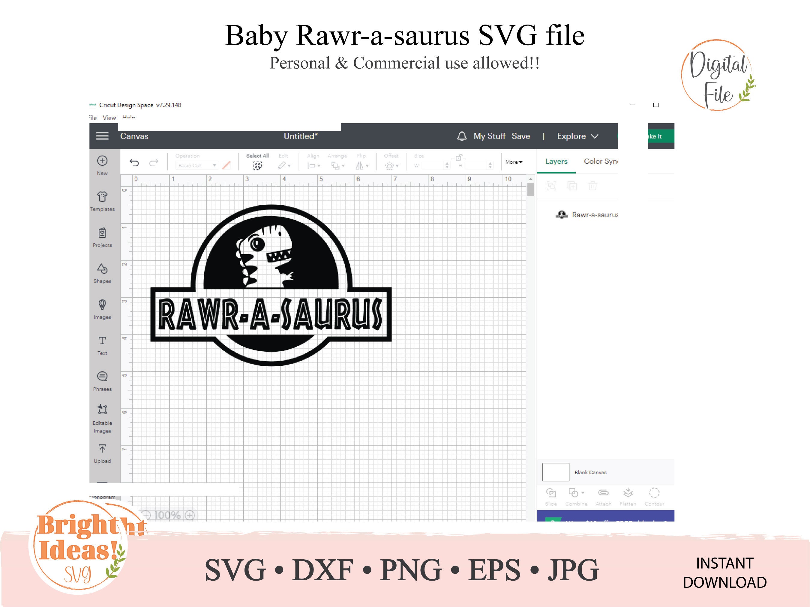 Rawr-a-saurus SVG Dinosaur SVG File Cricut File Silhouette File Cut ...
