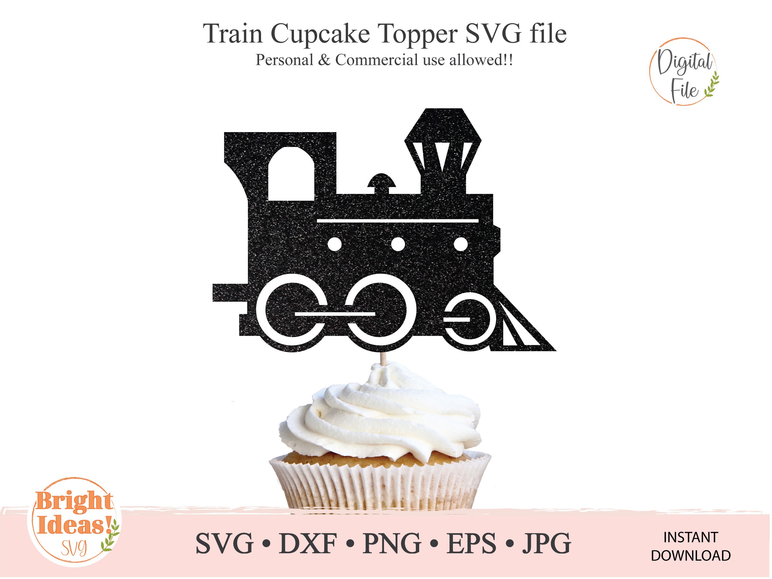 Train Cup Cake Topper SVG Birthday Train Cup Cake Topper SVG File ...