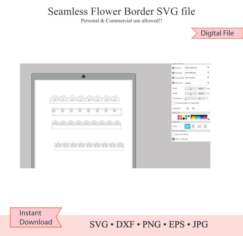 Border SVG, Flower Border, SVG Borders, Seamless Border SVG, Svg Bundle ...