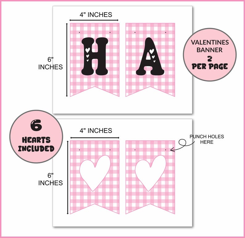 Happy Valentine's Day Printable Banner, Heart Banner Printable, Pink ...