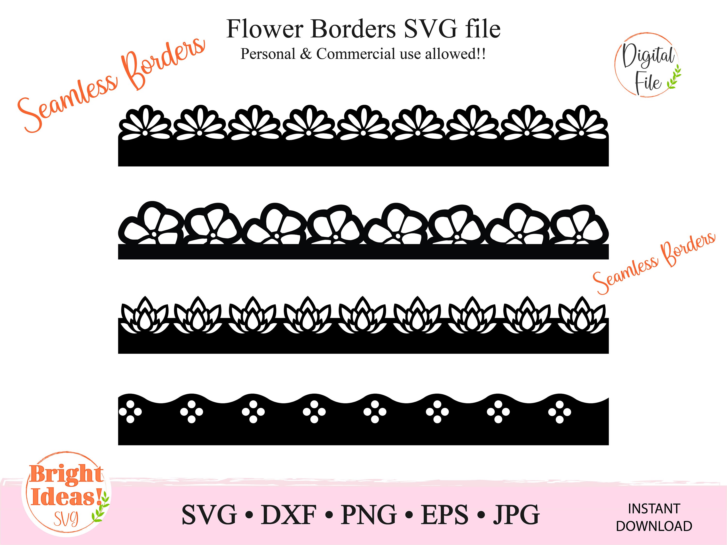Border SVG, Flower Border, SVG Borders, Seamless Border SVG, Svg Bundle ...