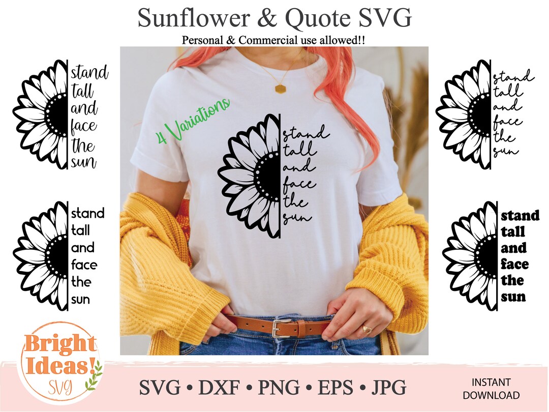 STAND TALL Sunflower Quote SVG Cutfile Instant Download for Cricut ...