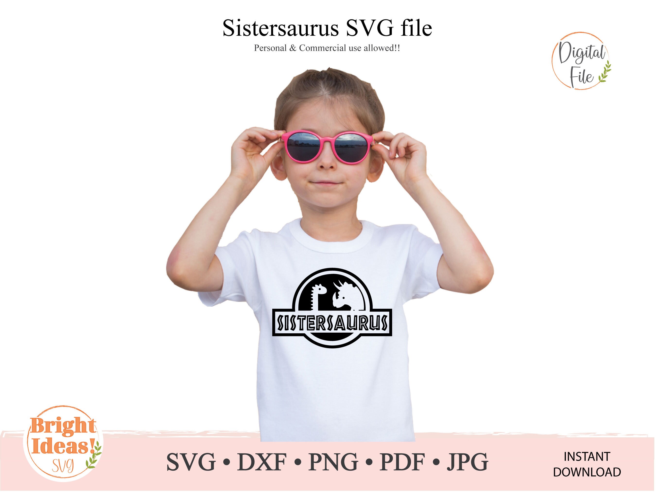 Sistersaurus SVG Dinosaur SVG File Cricut File Silhouette File Cut File ...