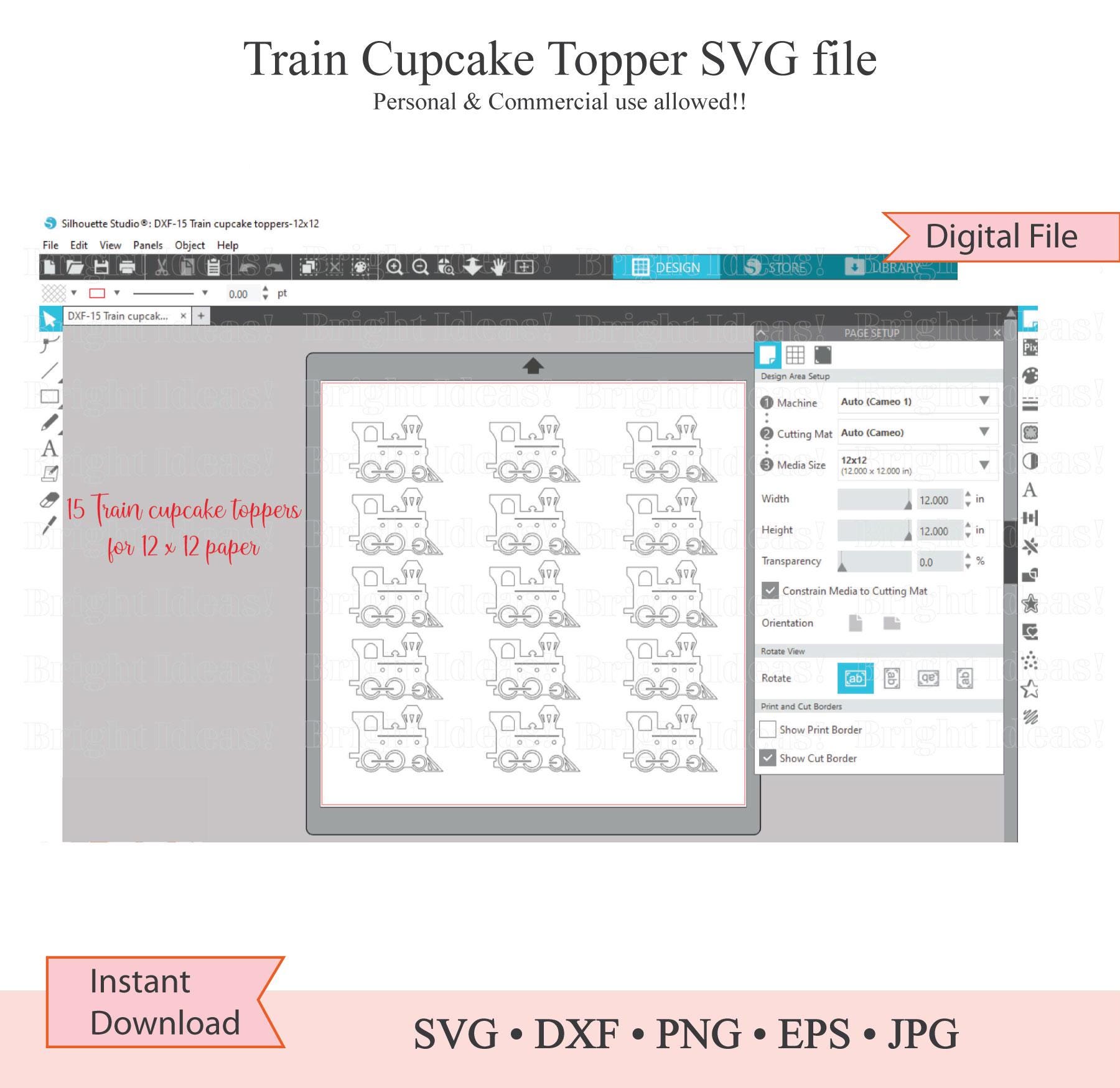 Train Cup Cake Topper • SVG Birthday Train • Locomotive Cup Cake Topper ...