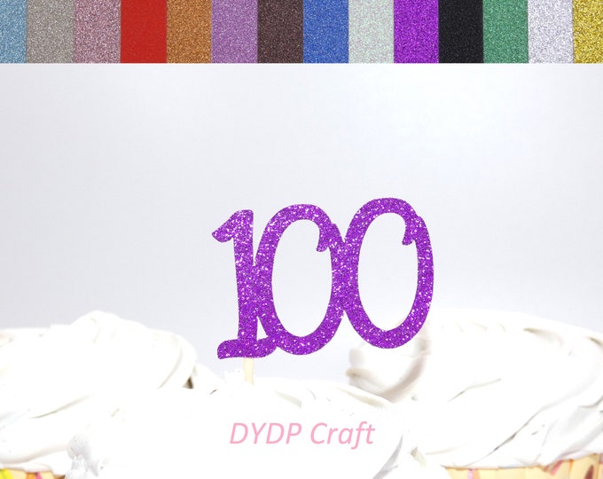 Number 100 Cupcake Toppers, one Hundred Food Picks, 100th Birthday ...