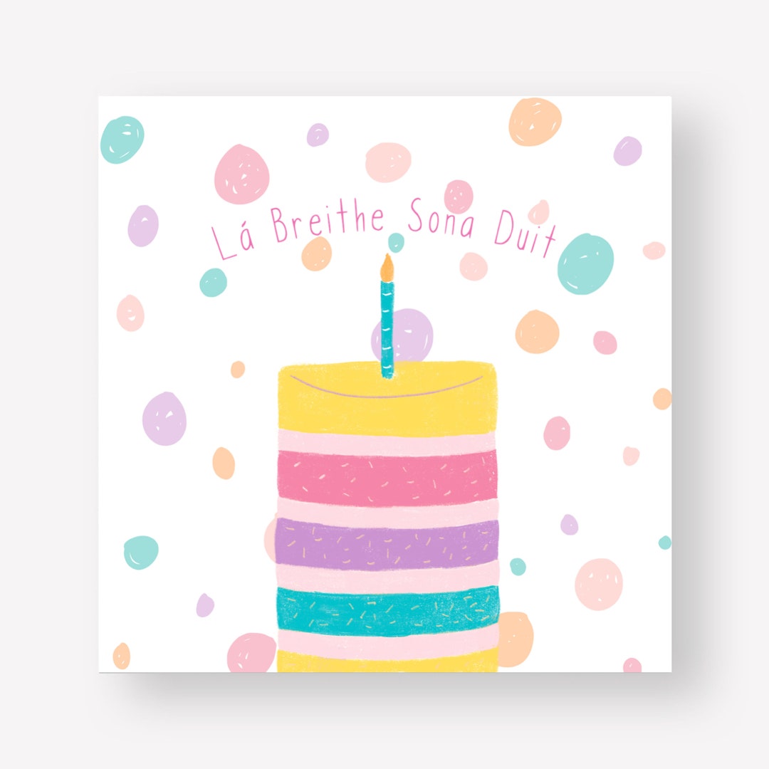 Lá Breithe Sona Breithlá Sona Irish Birthday Cárta Gaeilge - Etsy