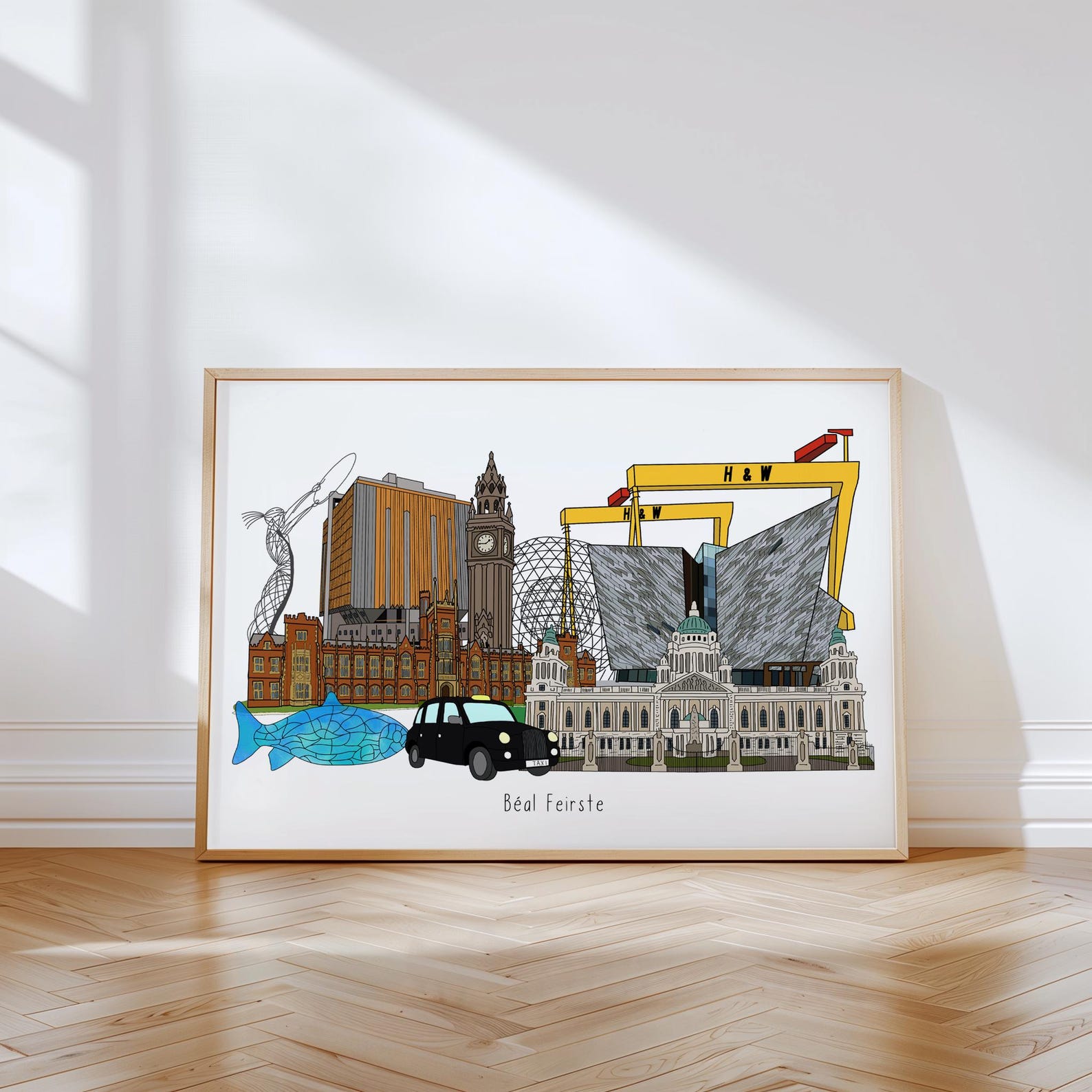 Belfast Landmarks Print, Béal Feirste, Northern Ireland, Ireland - Etsy UK