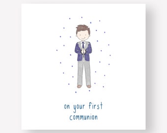 First Holy Communion Card Boy First Communion Christian - Etsy