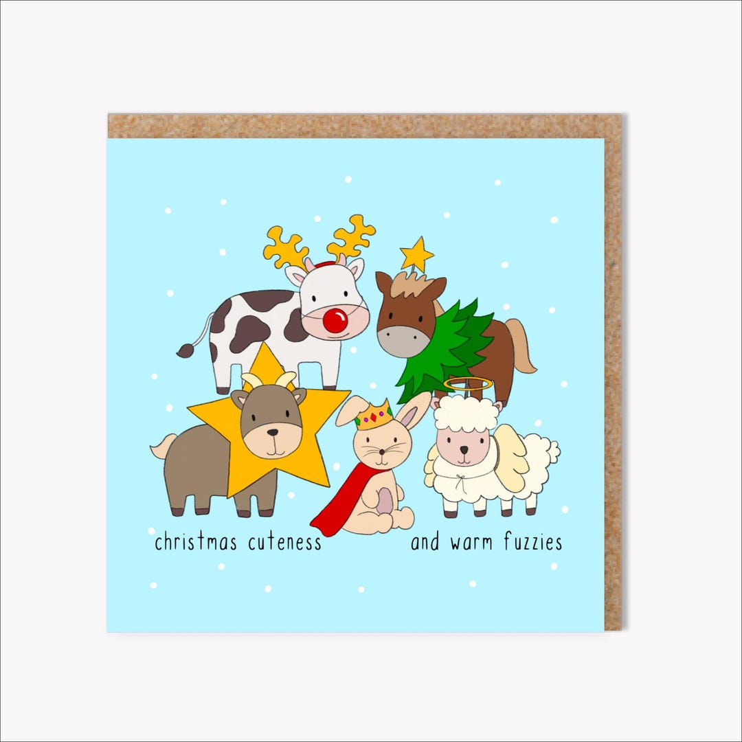 Christmas Cuteness & Warm Fuzzies Nativity Card - Etsy