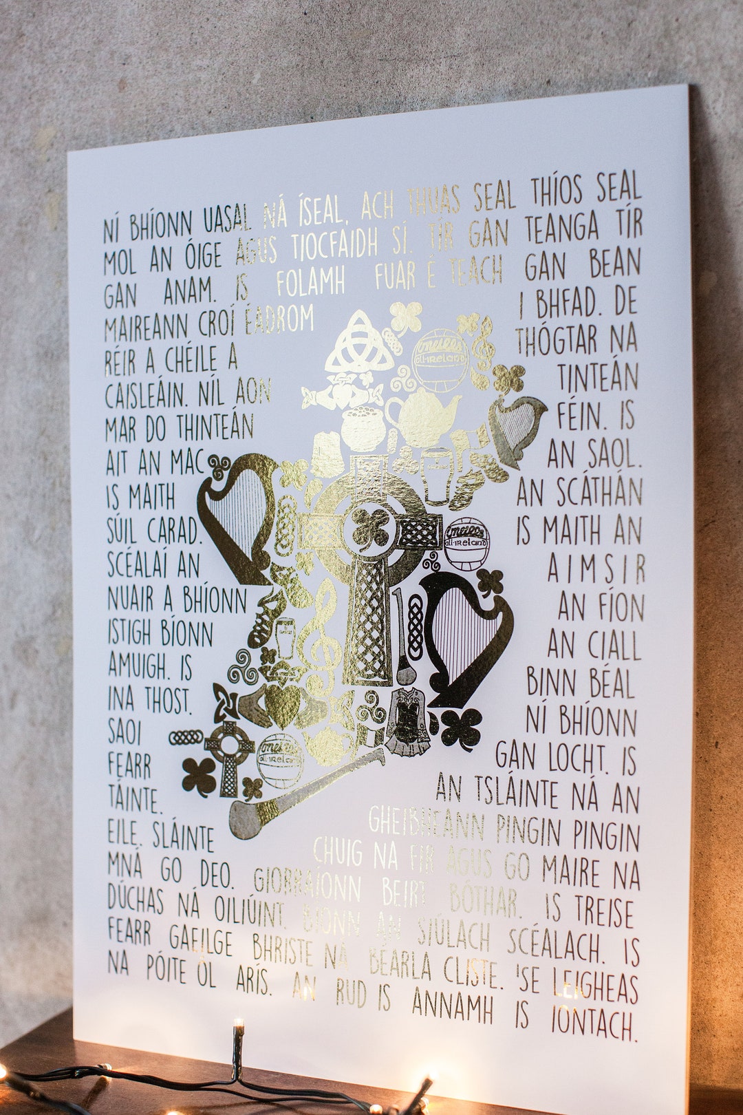 Metallic Gold Irish Art, Seanfhocail Irish Proverbs, Gaeilge - Etsy Ireland