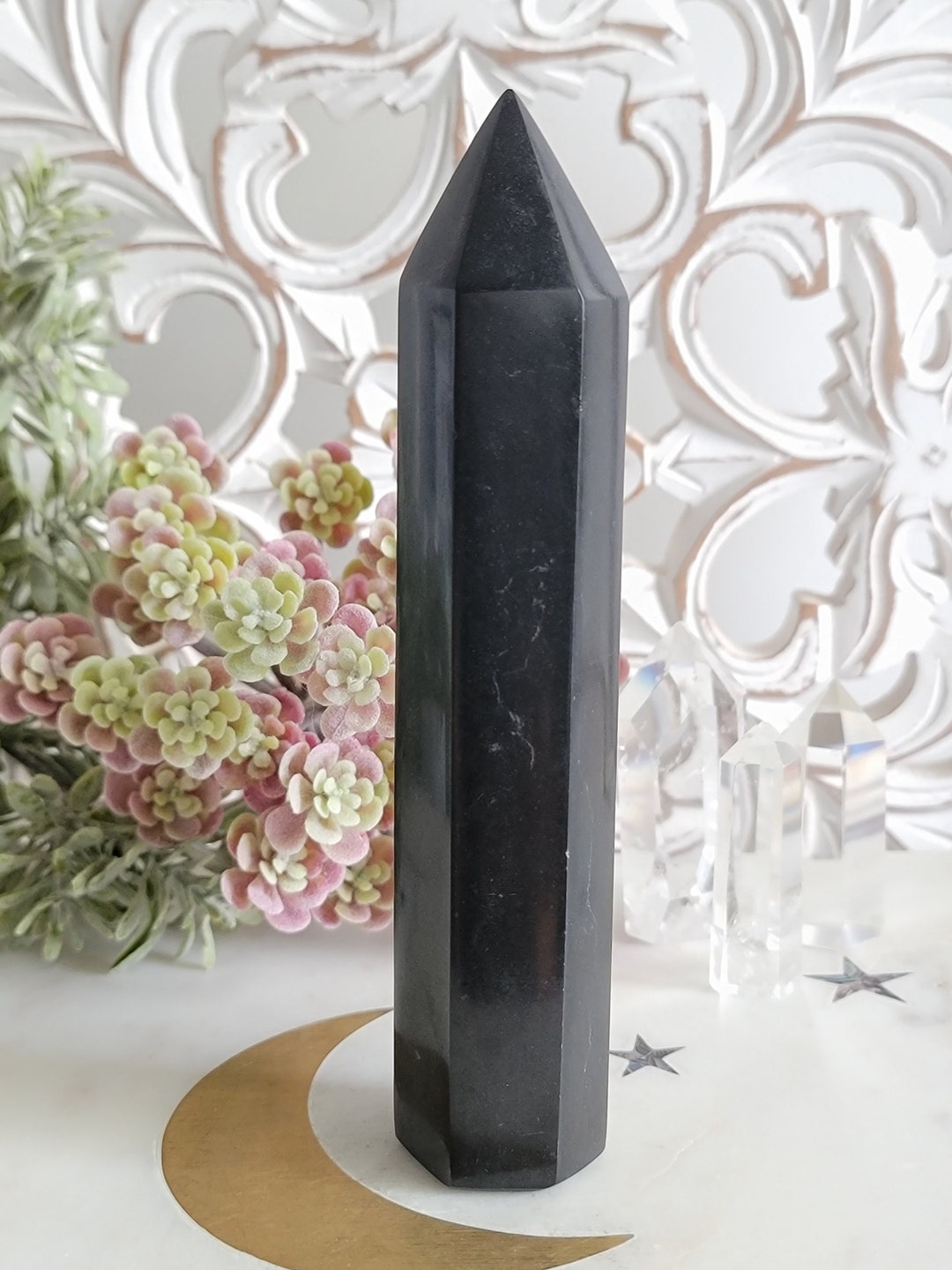 Awesome Obelisk Black Tourmaline Carved Tower Carving Crystal - Etsy