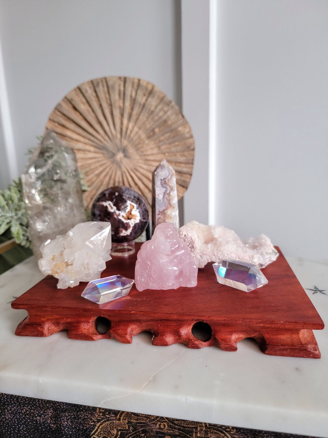 Carved Teak Teakwood Wood Riser Stand Pedestal Crystal Collectible ...