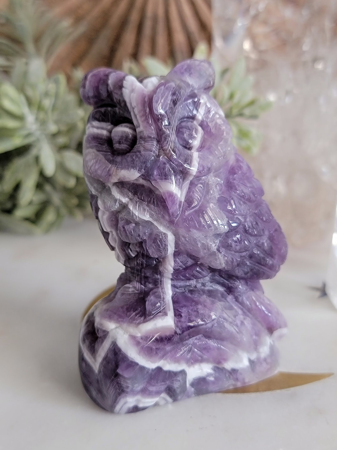Zig Zag Zoom Chevron Dream Amethyst Carved Wise Owl Carving - Etsy