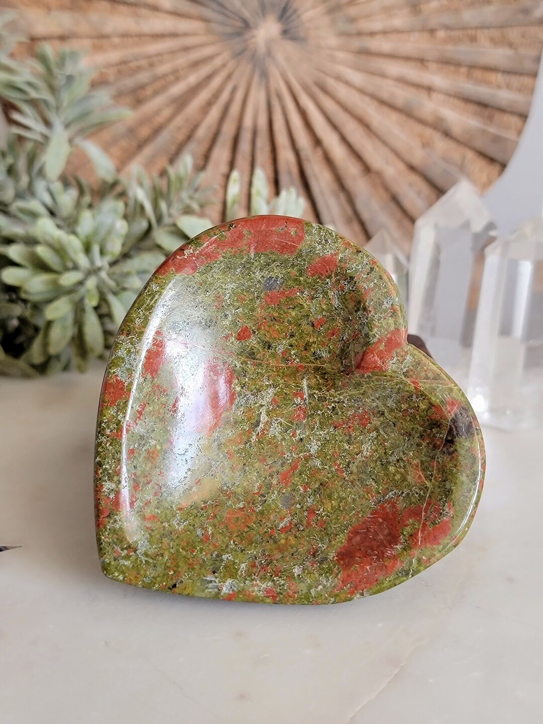 Uniquely Pleasing Unakite Heart Carved Bowl Dish Carving UNAHTBOWL1 ...