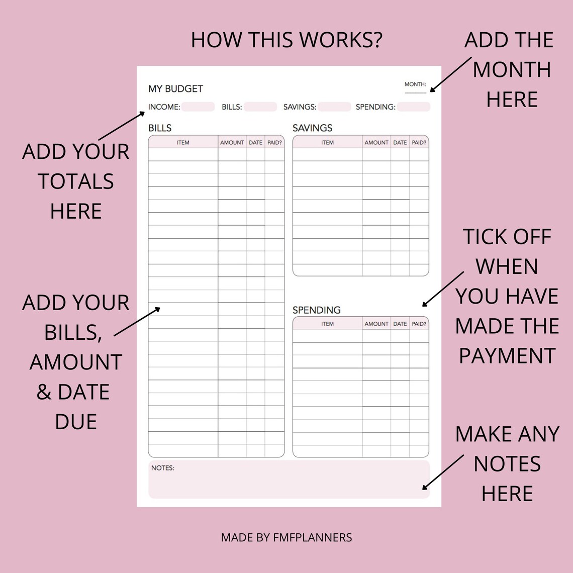 Digital Undated Monthly Budget Planner Printable - Etsy